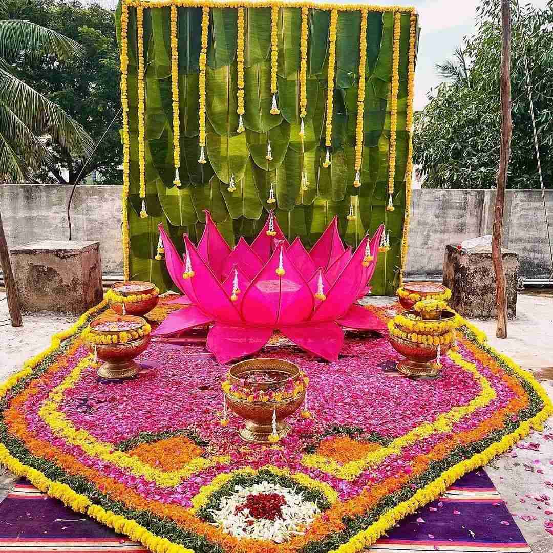 Banana Leaf Decoration for Haldi - Wedding Secrets