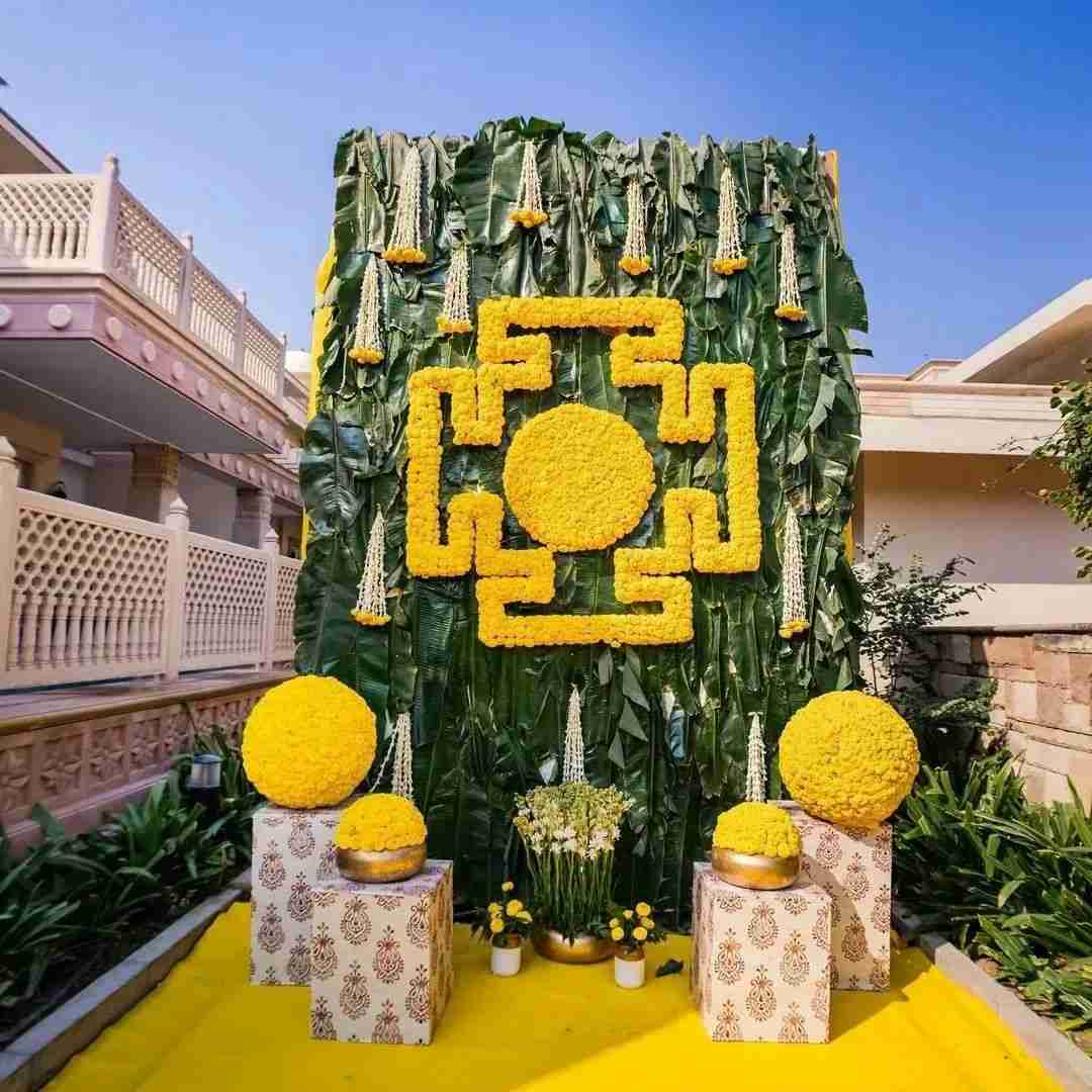 Banana Leaf Decoration for Haldi - Wedding Secrets